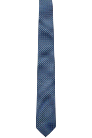 Ferragamo: Navy Circle Tie | SSENSE UK