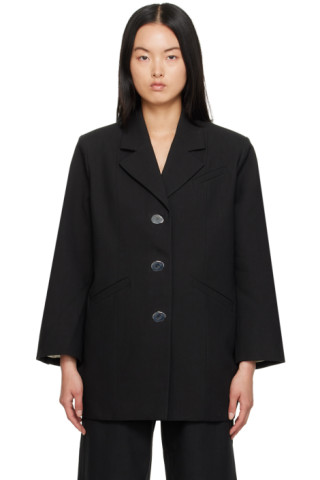 Black Three-Button Blazer by GANNI on Sale