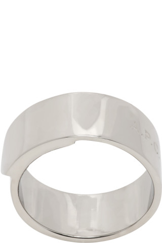 A.P.C.: Silver Charly Fine Ring | SSENSE Canada