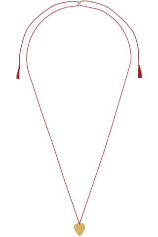 Red & Gold Plectrum Necklace by Paul Smith on Sale