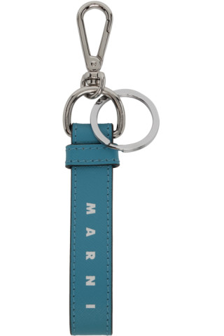 Marni: Blue Logo Keychain | SSENSE Canada