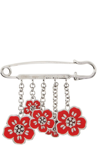 Silver Kenzo Paris 'Kenzo Crest' Pin by Kenzo on Sale