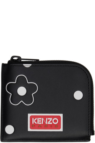 Kenzo: Black Kenzo Paris Polka Dot Wallet | SSENSE Canada