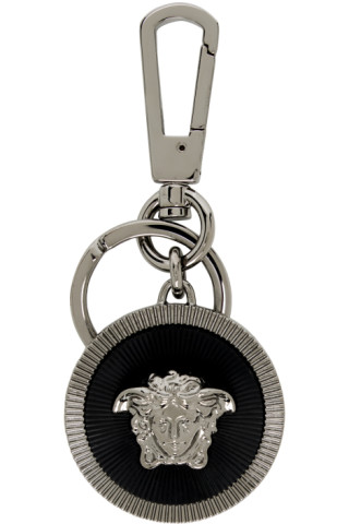 Versace: Gunmetal & Black Medusa Biggie Keychain | SSENSE UK