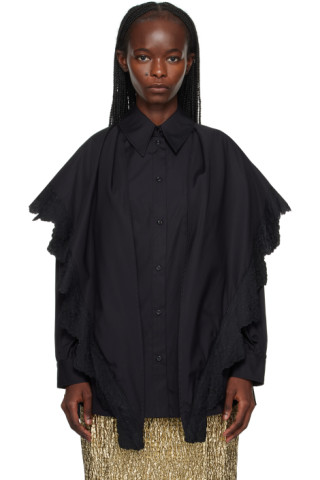 Black Pointed Collar Shirt by Simone Rocha on Sale