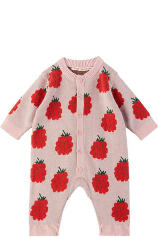 Baby Pink Raspberries Jumpsuit by TINYCOTTONS on Sale