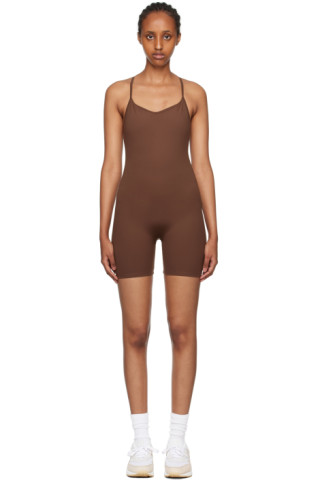 Brown Barre Unitard by Girlfriend Collective on Sale