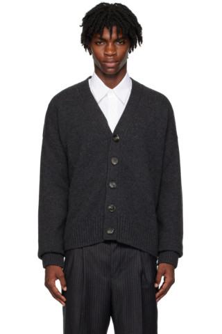 Gray Patch Cardigan by AMI Paris on Sale