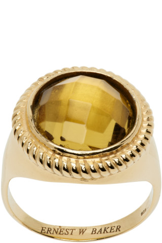 Gold Gemstone Ring by Ernest W. Baker on Sale
