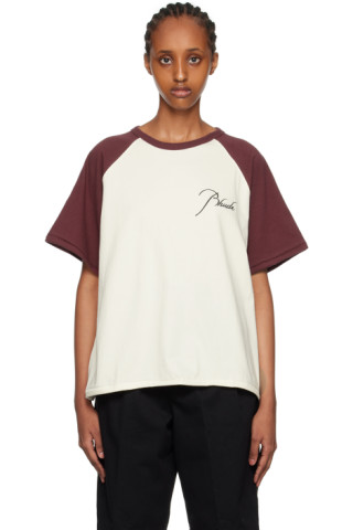 Off-White & Red Raglan T-Shirt by Rhude on Sale