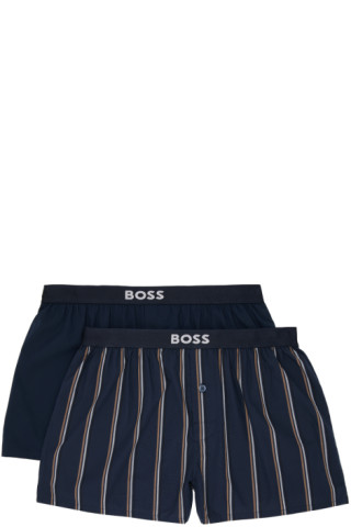 Two-Pack Navy Button Boxers by BOSS on Sale