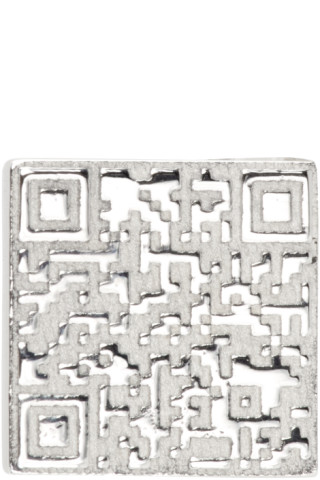 Silver QR Code Single Earring by Secret of Manna on Sale