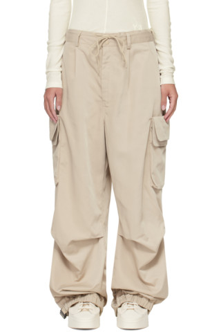Y-3: Beige Drawstring Cargo Pants | SSENSE UK