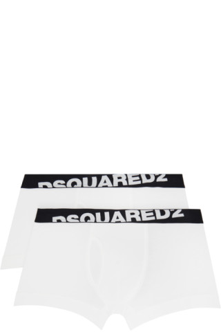 Two-Pack White Boxer Briefs by Dsquared2 on Sale