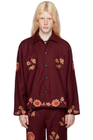 Bode: Burgundy Rococo Shirt | SSENSE