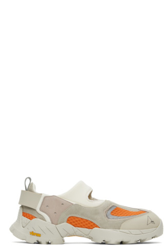 Off-White & Orange Rozes Sneakers by ROA on Sale
