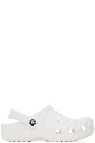White Classic Geometric Clogs by Crocs on Sale