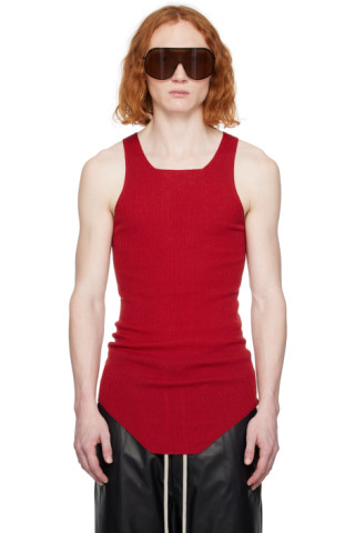 Rick Owens: Red Curved Hem Tank Top | SSENSE