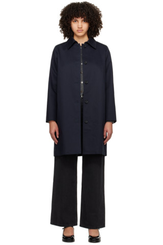 Navy Button Trench Coat by A.P.C. on Sale