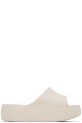 Beige Free Platform Slides by Melissa on Sale