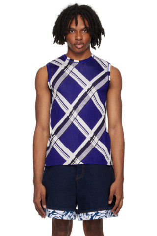 Blue Check Tank Top by Burberry on Sale