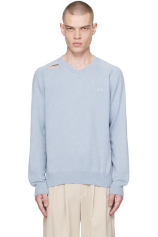 Blue Cutout Sweater by Commission on Sale