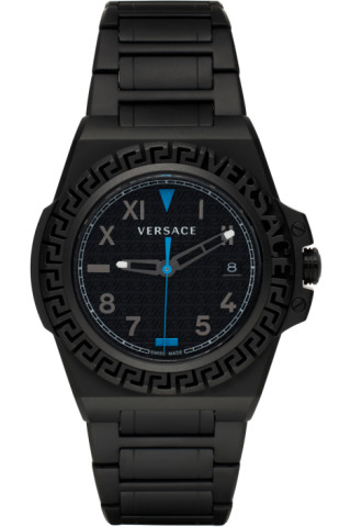 Versace: Black Greca Reaction Watch | SSENSE Canada