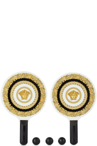 Gold & White Crete De Fleur Beach Racket Set by Versace on Sale