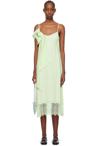 Green Pressed Rose Midi Dress by Simone Rocha on Sale