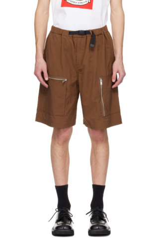 Brown Zip Shorts by UNDERCOVER on Sale