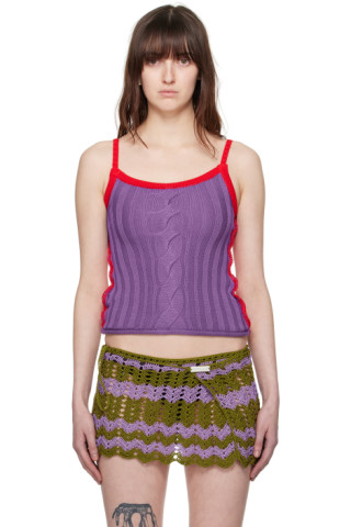 Purple & Red Cable Tank Top by Edward Cuming on Sale