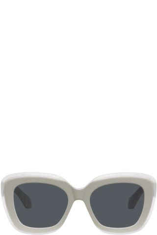White Rectangular Sunglasses by ALAÏA on Sale