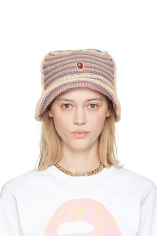 BAPE: Purple & Pink Multi Hoop Knit bucket hat | SSENSE Canada