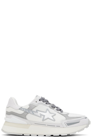 BAPE: White & Gray ROAD STA Express #3 Sneakers | SSENSE