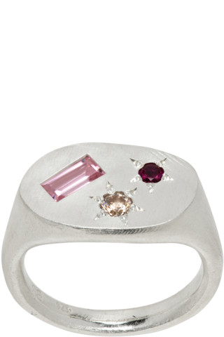 Silver & Pink XL Neapolitan Ring by Seb Brown on Sale