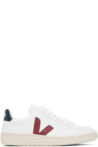 VEJA: White & Red V-12 Leather Sneakers | SSENSE