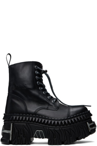 VETEMENTS: Black New Rock Edition Combat Boots | SSENSE Canada