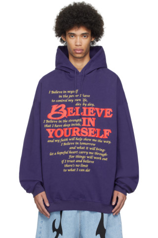 Blue 'Believe In Yourself' Hoodie by VETEMENTS on Sale