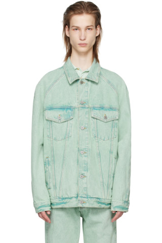 Green Overdye Denim Jacket by Palm Angels on Sale