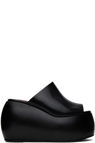 Black Platform Bubble Wedge Heeled Sandals by SIMONMILLER on Sale