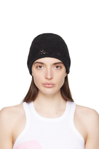 Black Argyle Earflap Beanie by OPEN YY on Sale