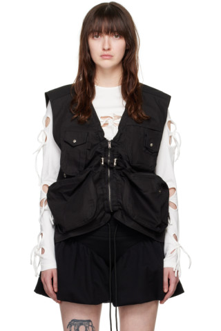 lesugiatelier: Black Drawstring Vest | SSENSE