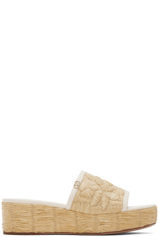 Beige Raffia Sandals by Valentino Garavani on Sale