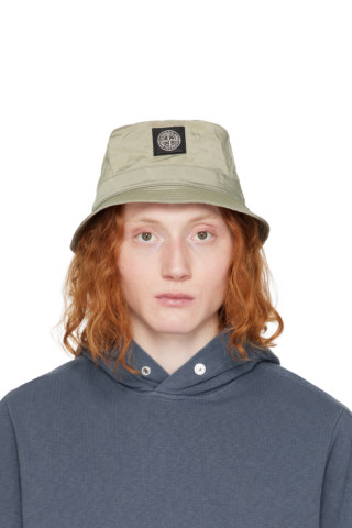 Stone Island: Khaki Nylon Metal Bucket Hat | SSENSE