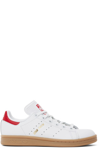 Kids White & Red Stan Smith Big Kids Sneakers by adidas Kids on Sale