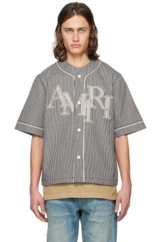 Navy Striped Denim Shirt by AMIRI on Sale