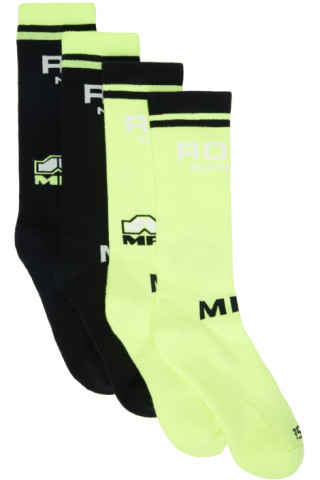Two-Pack Black & Yellow Socks by Martine Rose on Sale