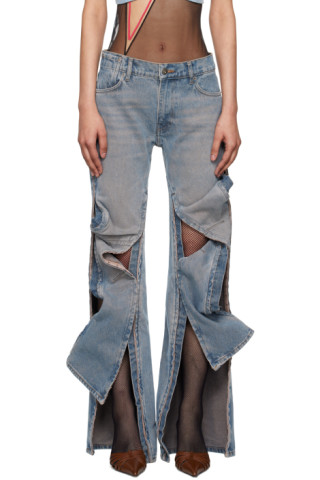Blue Hook-Eye Jeans by Y/Project on Sale