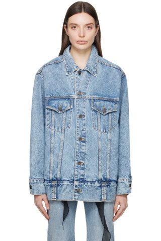 KHAITE: Blue Grizzo Denim Jacket | SSENSE UK