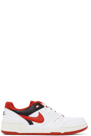 White & Red Full Force Low Sneakers by Nike on Sale